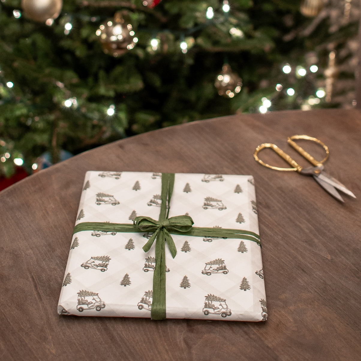 'Holly Jolly Golf Carts' Gift Wrapping Paper — Claire Nilan | Art + Design