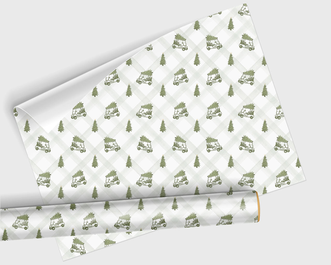 'Holly Jolly Golf Carts' Gift Wrapping Paper — Claire Nilan | Art + Design